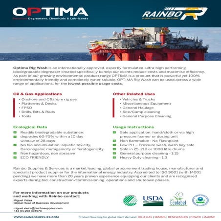 Optima_Rig_Wash_Technical_Information_MV | PDF