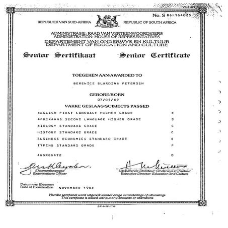 Senior Certificate | PDF