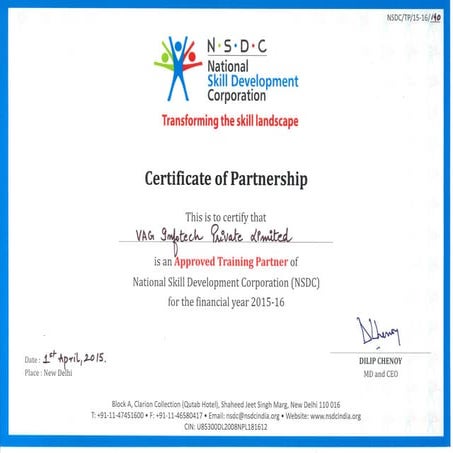 NSDC Certificate | PDF