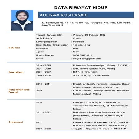 Data Riwayat Diri terbaru | DOCX