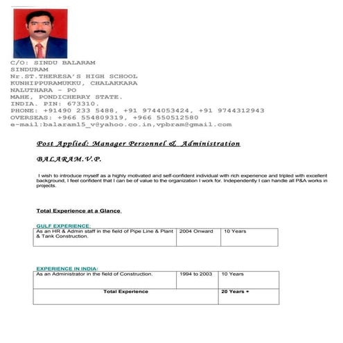 BALARAM-UPDATED CV. | PDF
