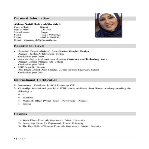 Ahlam Cv -E | DOCX