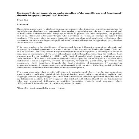 A Rhetorical Identification Analysis of English Political Public ...