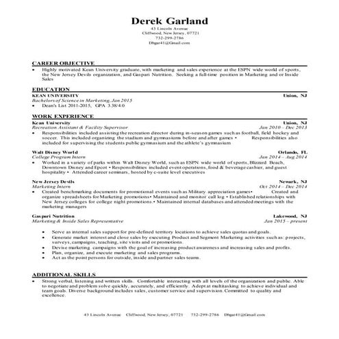 Updated Resume - Derek Garland | DOCX