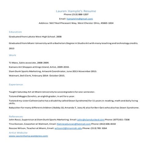 Lauren Hample's Resume | DOCX