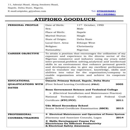 GOODLUCK C.V LATTEST B | PDF