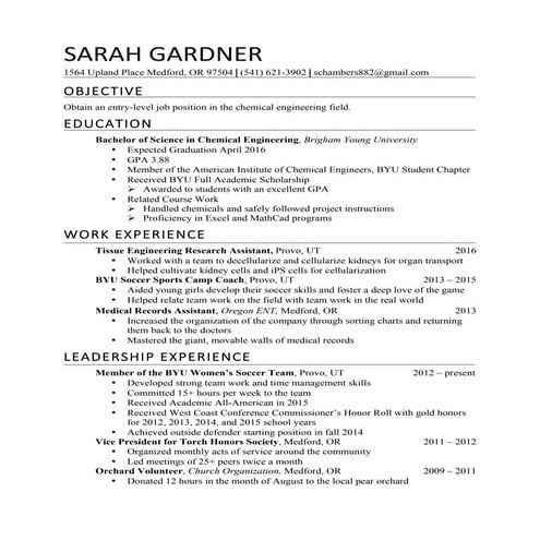 Sarah's Resume 3 | PDF