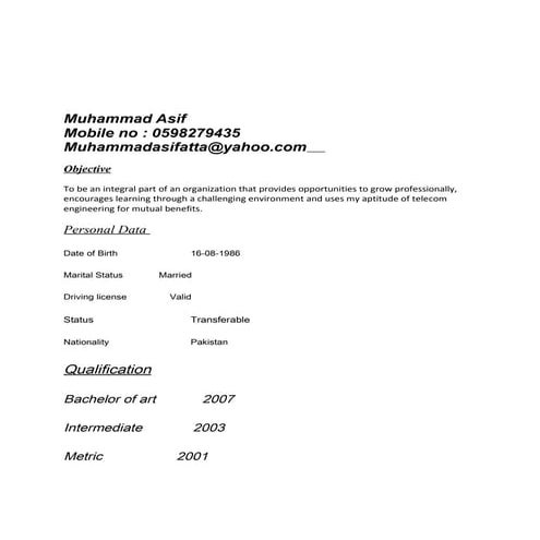 CV Asif 1 | PDF