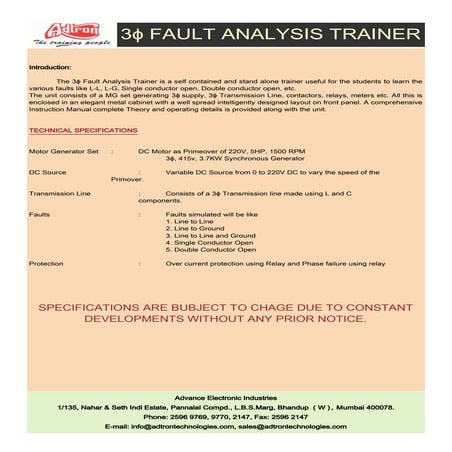 Three Phase Fault Analysis With Auto Reset On Temporary Fault And ...