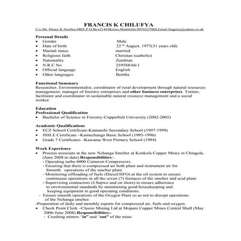 FRANCIS' CV | DOC