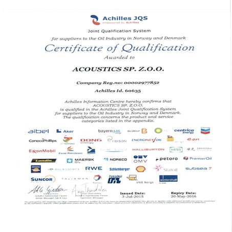 Achilles JQS Certificate | PDF