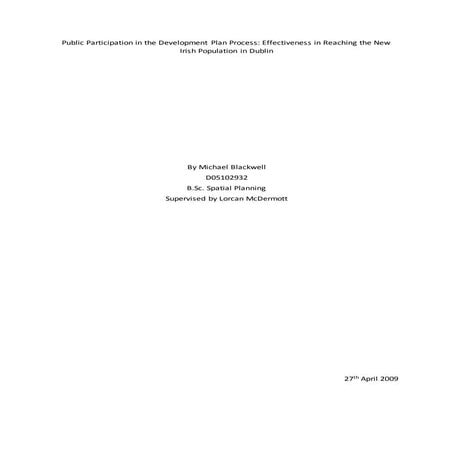 Public Participation in the Development Plan Process Effectiveness in ...