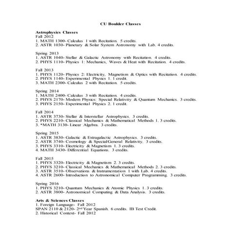 CU Boulder Classes | PDF