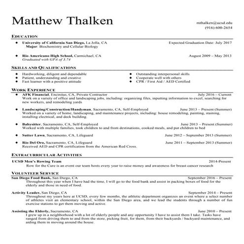 Matt Thalken Resume Revised | PDF