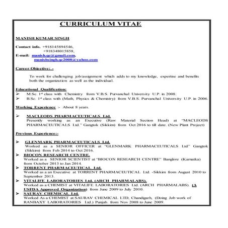 MANISH RESUME MACLEODS | PDF