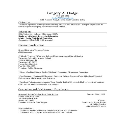 Dodge Resume Borg Warner | DOCX | Landscaping | Home & Garden