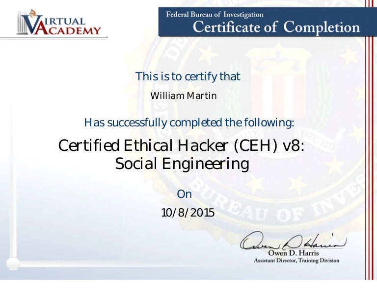 Certificate_FBI_Certified Ethical Hacker CEH v8 Social Engineering