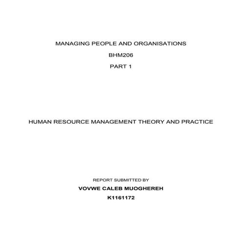 Vovwe Caleb MUOGHEREH K1161172 Human Resource Management Theory and Practice | PDF