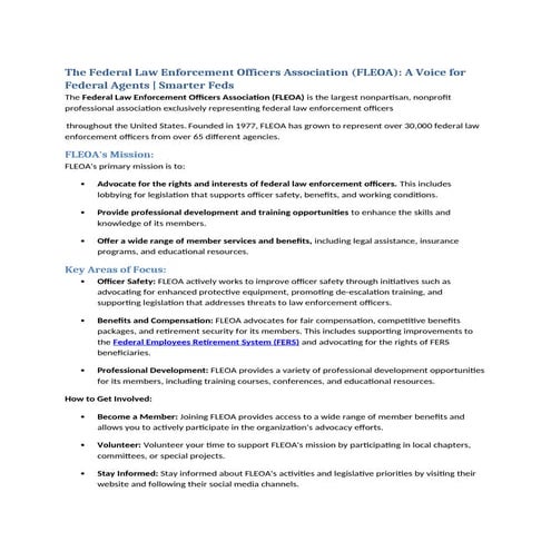 The Federal Law Enforcement Officers Association (FLEOA): A Voice for ...