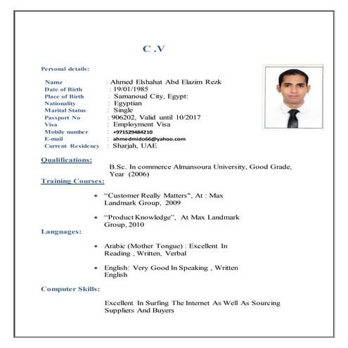 MY NEW CV AHMED | DOCX