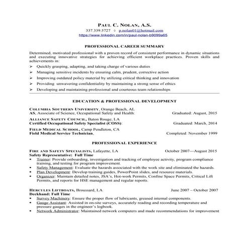 Resume - Paul C. Nolan | DOC
