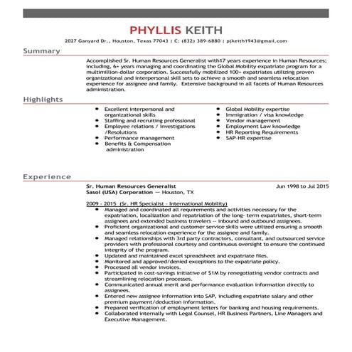 PHYLLIS KEITH Resume 2X | PDF