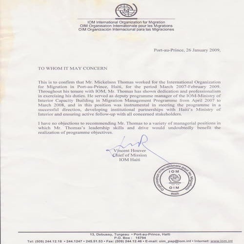 COM OIM REFERENCE LETTER FOR MICKELSON THOMAS | PDF