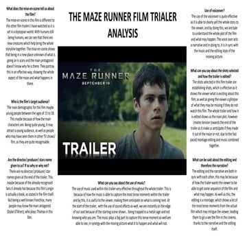 THE MAZE RUNNER Film Trailer Analysis | PPTX