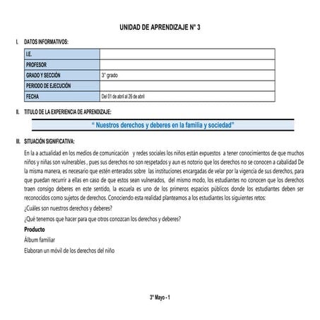 3 Grado Unidad De Aprendizaje N 03 Doc