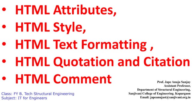 3 Html Attributes Style Format Quo Cit Pdf