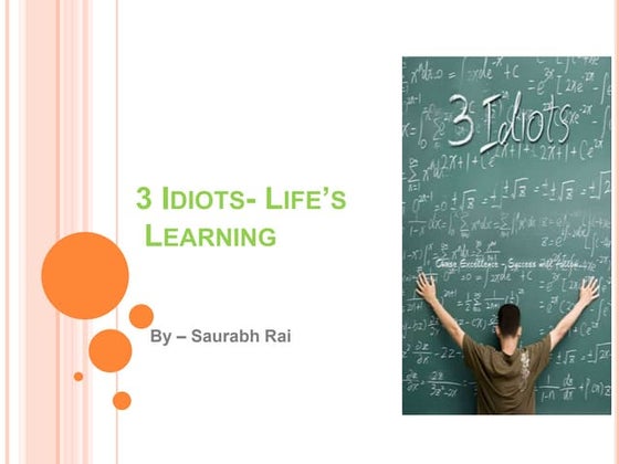 Presentation On 3 Idiots | PPTX | Movies | Entertainment