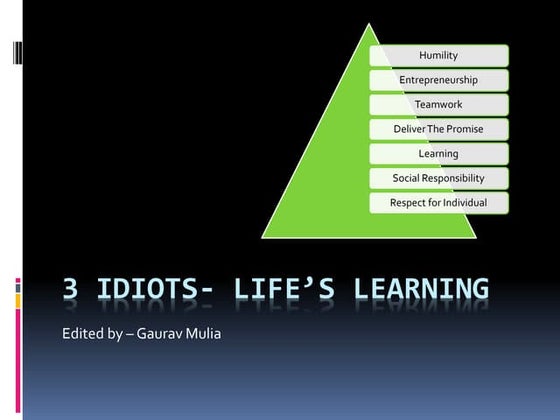 Presentation On 3 Idiots | PPTX | Movies | Entertainment