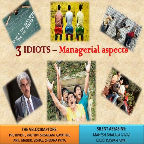 3 idiots managerial aspects...niper,pharma mba,mohali | PPTX | Business ...