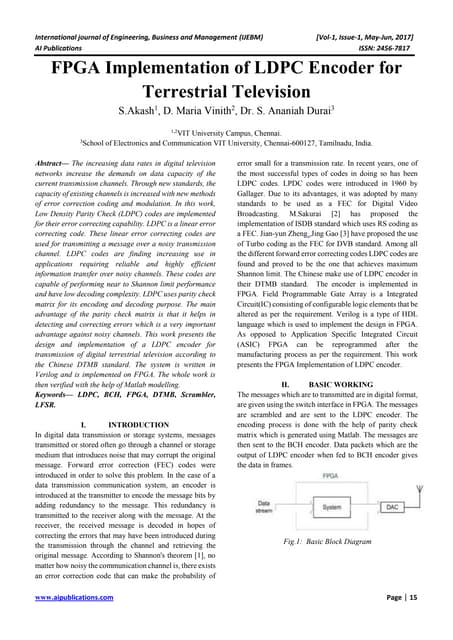 Fpga Implementation Of Ldpc Encoder For Terrestrial Television Pdf 3555