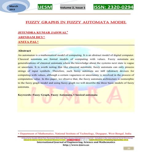 Fuzzy Graphs In Fuzzy Automata Model Pdf Computing Technology 