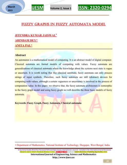 Fuzzy Graphs In Fuzzy Automata Model Pdf Computing Technology