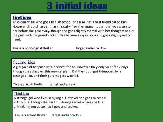 3 initial ideas | PPTX | Genres
