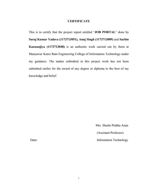 VTU FINAL YEAR PROJECT REPORT Front pages | PDF