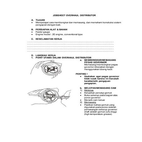 Jobsheet Overhaul Distributor | DOCX