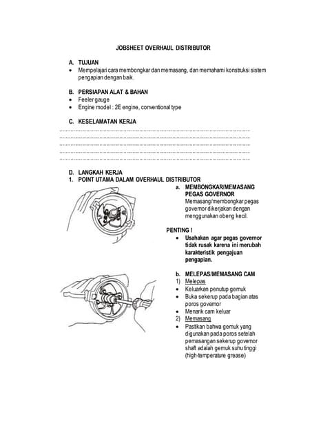 Jobsheet Overhaule Motor Starter Mobil | DOCX