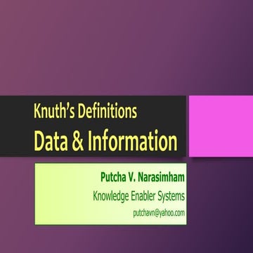 Knuth's Definitions of Data and Information | PPT