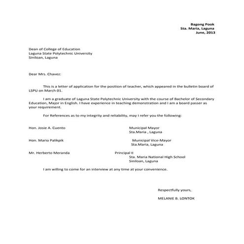 3 Letter Application | DOC