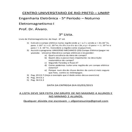 3 listade exercicios_eletromag_i_1s_2015 | PDF