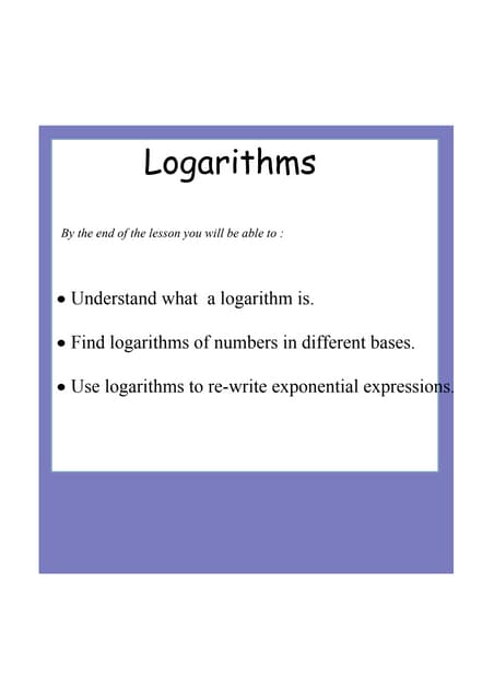Logarithmic Function Equation And Inequality Ppsx