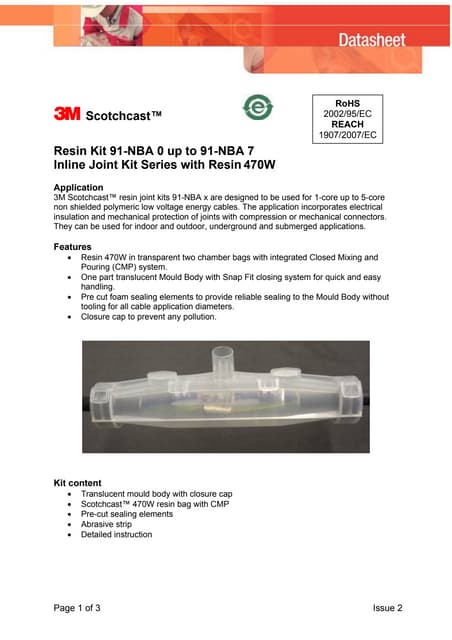 3M Scotchcast Resin Cable Joints 92 NBA Inline Kits | PDF