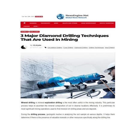 3 major diamond drilling techniques that are used in mining | PDF ...