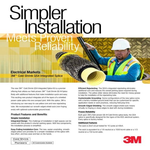 3M Cold Shrink Cable Joint Kits - 3M QS4 Integrated Splice | PDF