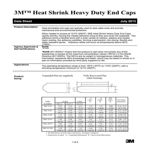 3M Heat Shrink Cable End Caps | PDF