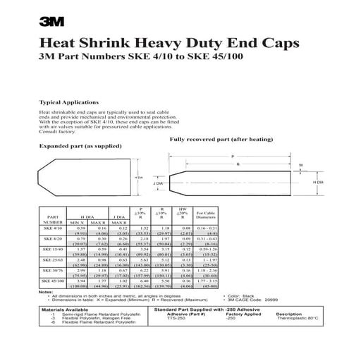 3M Heat Shrink Cable End Caps | PDF