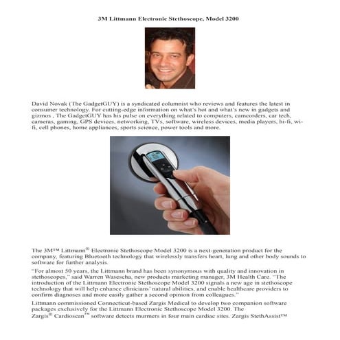 3M Littmann Electronic Stethoscope, Model 3200- David Novak (The Gadget ...